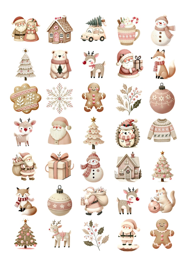 Cute Christmas Sticker Sheet | Holiday Stickers & Festive Decals - Etsy
