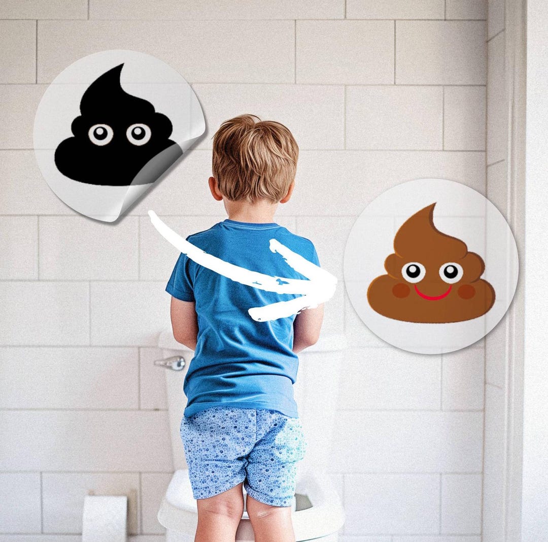 3 Colour Changing Urinal Stickers Emoji Turd - Potty Stickers - Urinal ...