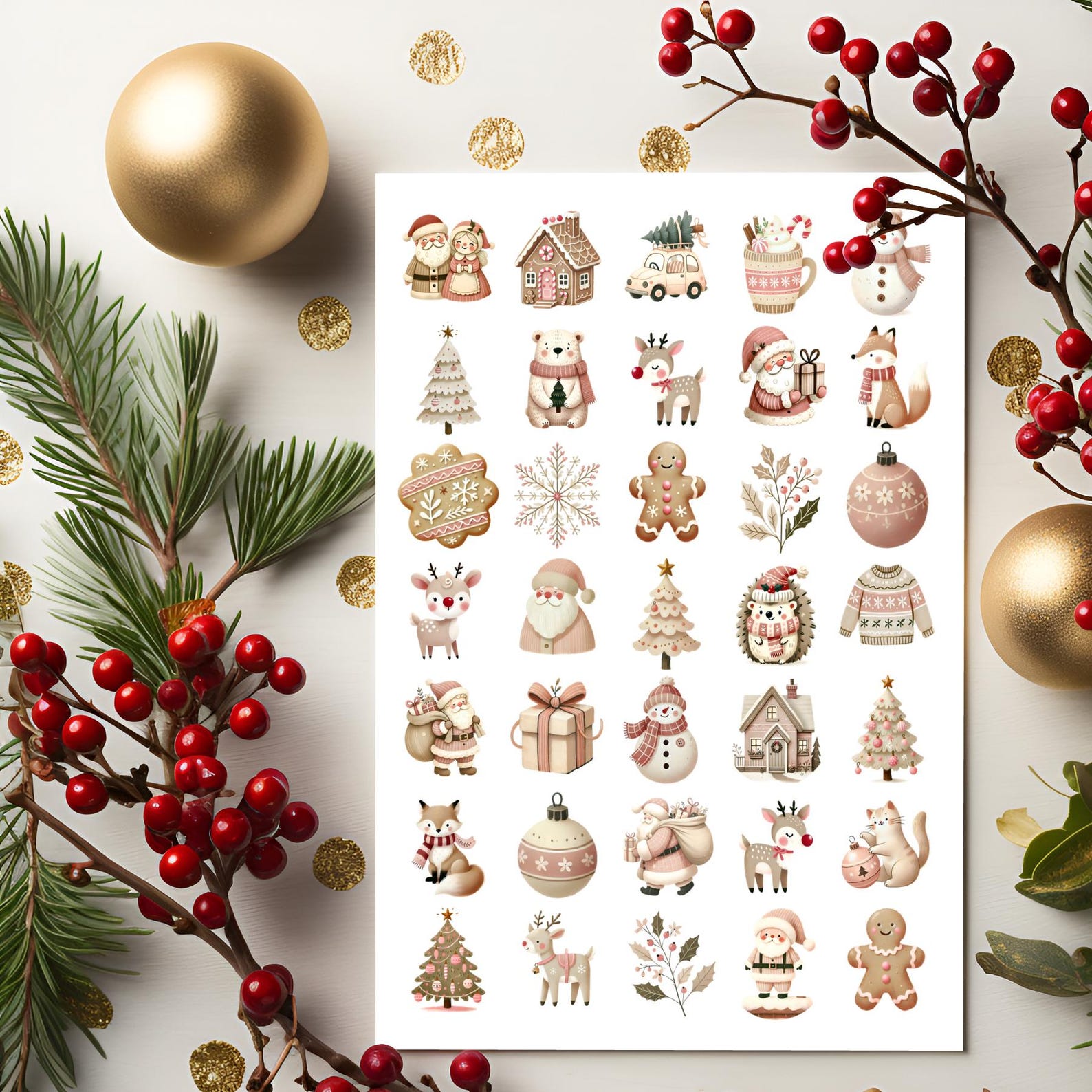 Cute Christmas Sticker Sheet | Holiday Stickers & Festive Decals - Etsy