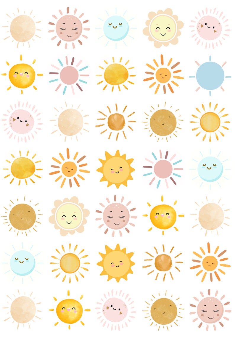 Sticker Sheet Cute Suns - Kids Stickers - Sticker Sheet - Stickers ...