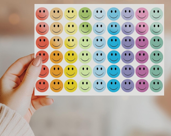 Smiley Face Sticker // Pastel // Happy // Fun // Circle Sticker ...