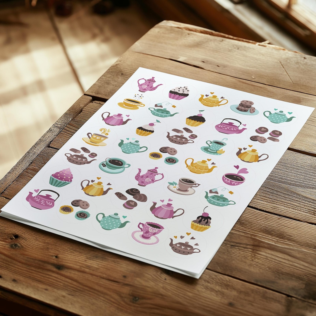 Tea Time Stickersheet for Crafts and Hobby, Tea Stickers - Etsy