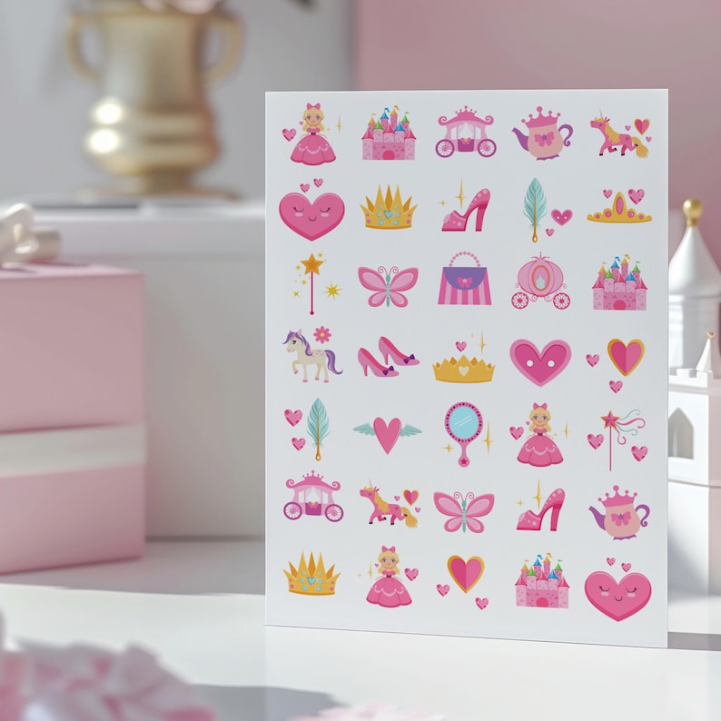 Pink Princess Stickers - Cute Fairy Tale Vinyl Decals & Royal Theme ...