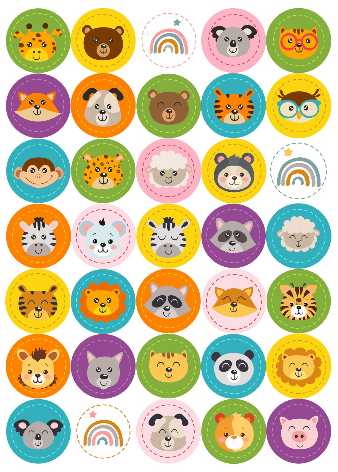 Sticker Sheet Animal Heads - Kids Stickers - Sticker Sheet - Stickers ...