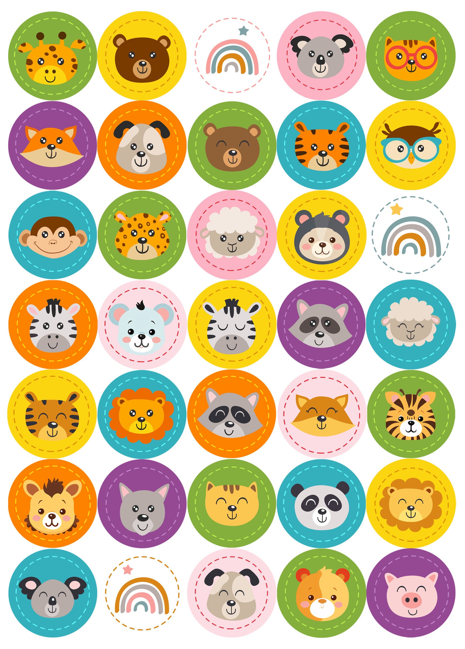 Sticker Sheet Animal Heads - Kids Stickers - Sticker Sheet - Stickers ...