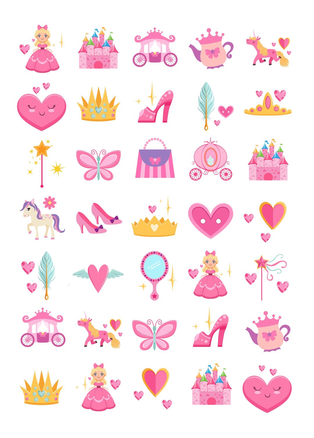 Pink Princess Stickers - Cute Fairy Tale Vinyl Decals & Royal Theme ...