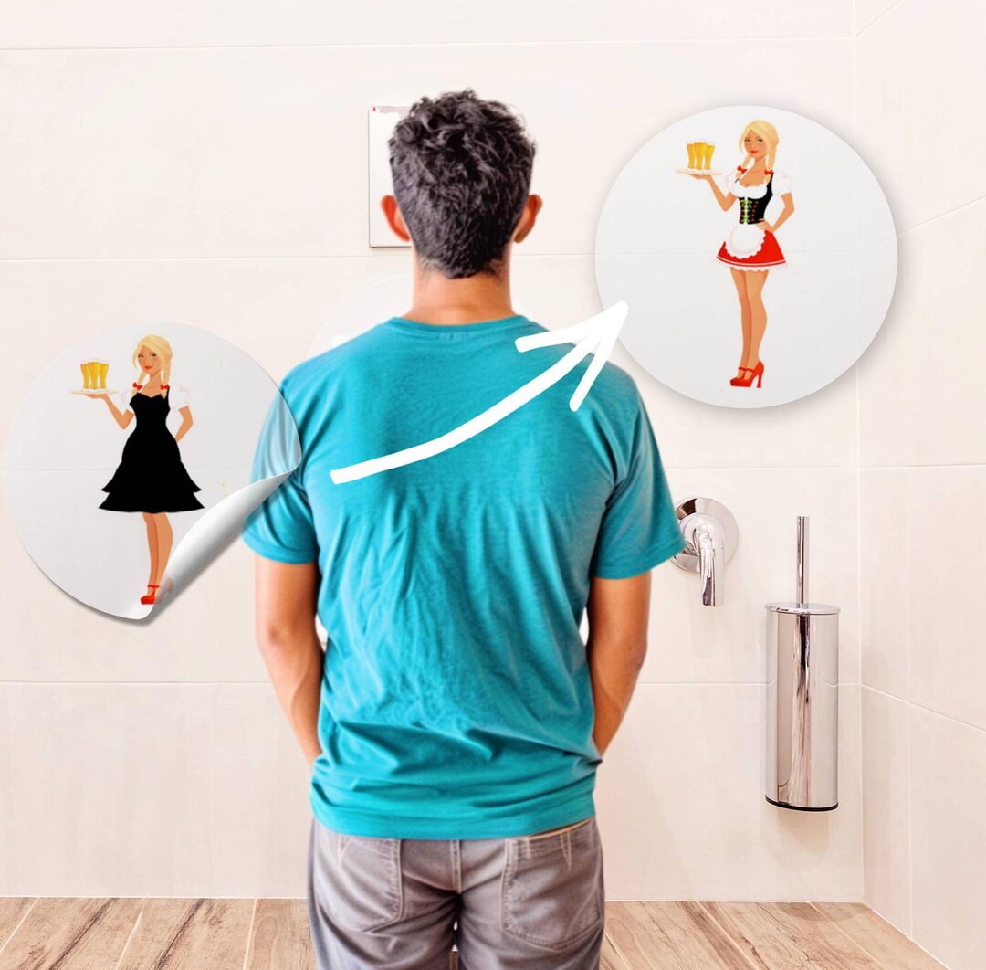 3 Urinal Stickers Sexy Beer Girl - Urinal Target Stickers Sexy Lady ...