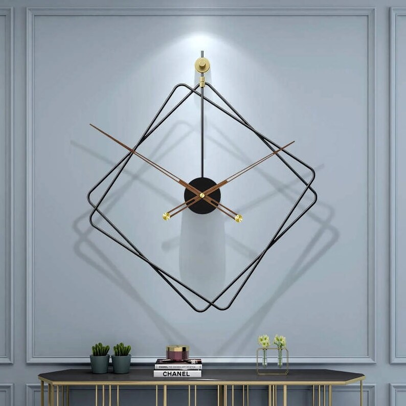 Green Light Cloud Twins Large Modern Nordic Wall Clock, Minimalistic ...