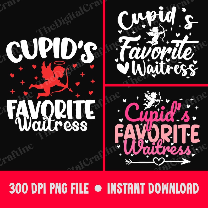 Cupid's Favorite Waitress Png, Funny Valentines Day Png, Waitress Png ...