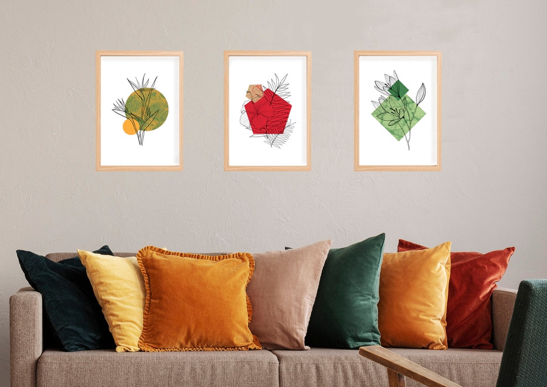 Set 3 FLORAL Sheets, Decorative Sheet, Pictures Sheets, Art Wall ...