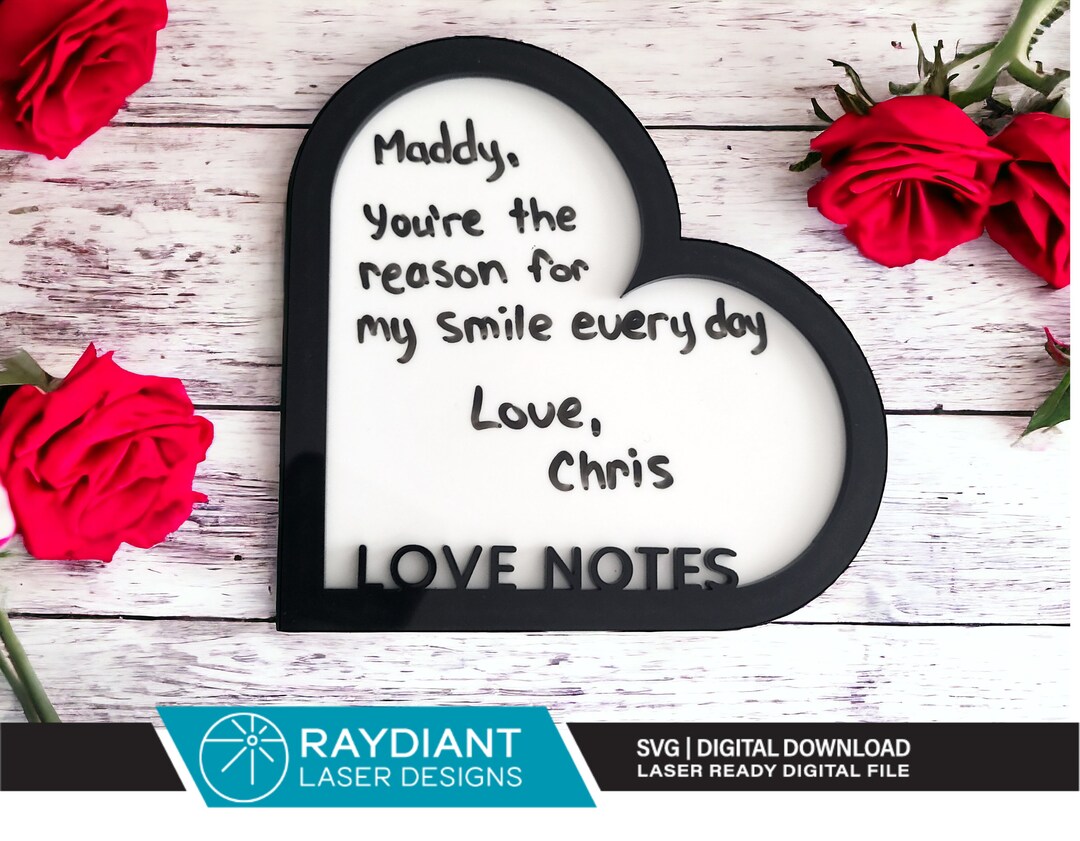Digital File | Heart-shaped "love Notes" Whiteboard SVG for Glowforge ...
