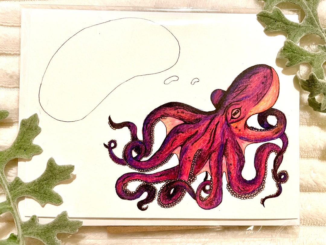 Octopus Bundle of 5 Greeting Cards (blank) - Etsy