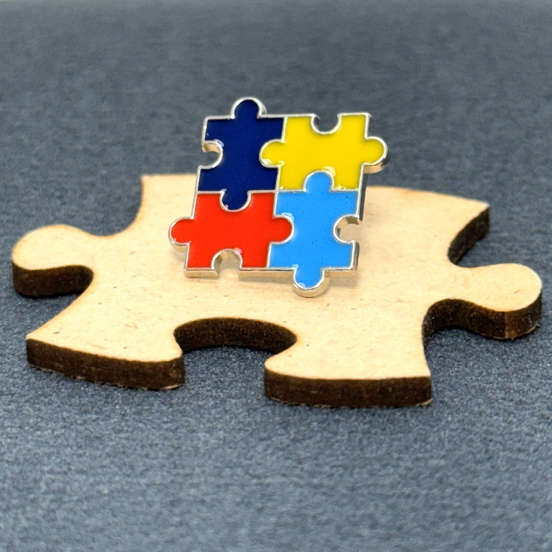 Ausi Awareness Pin Silver Puzzle Pieces - Etsy