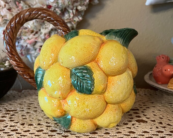 Fitz and Floyd Lemon Motif Ceramic Pitcher, Collectible Vintage Yellow ...