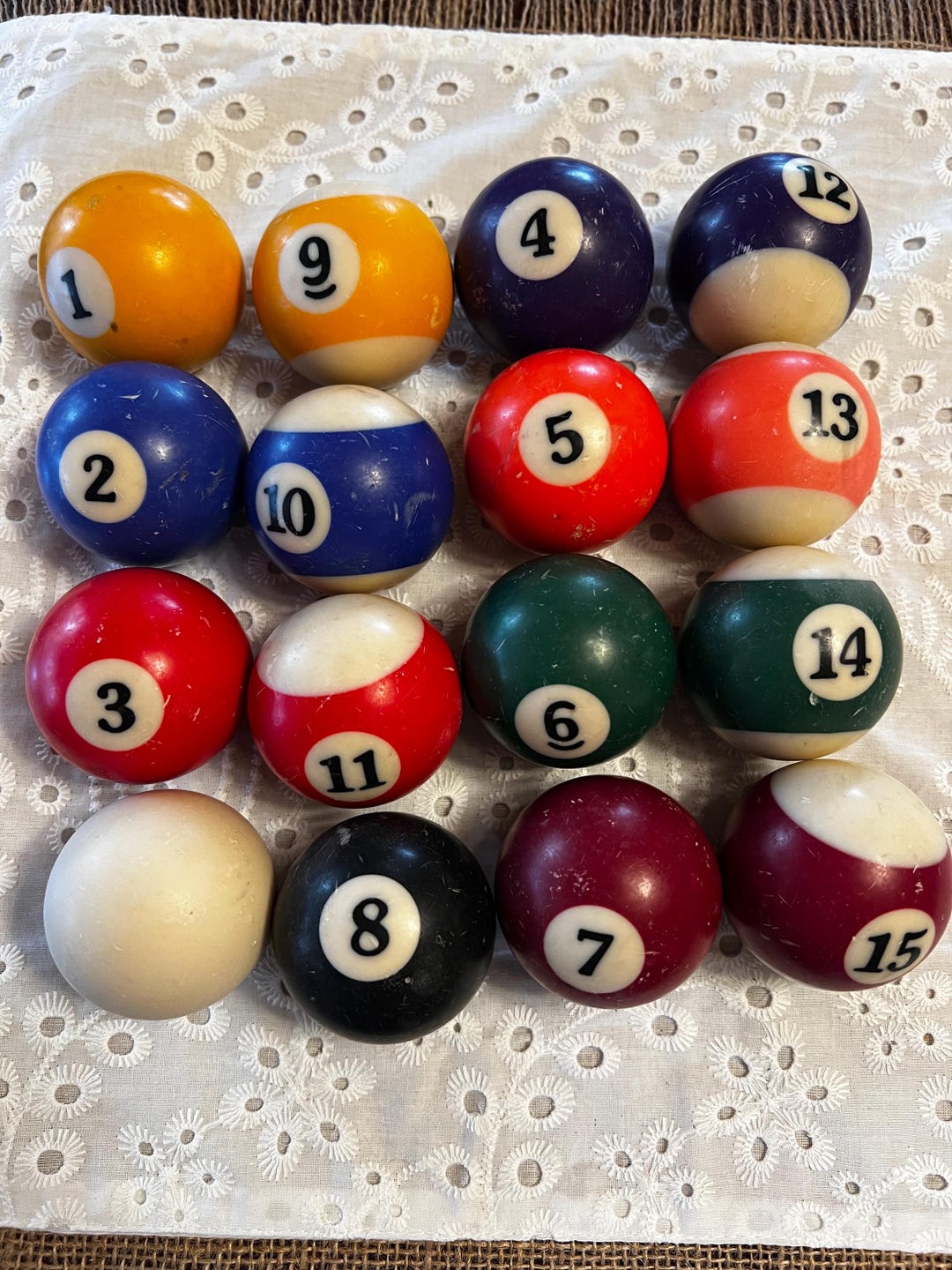 Vintage Pool Balls, Complete Set of 16, Used, Good Condition, for Game ...