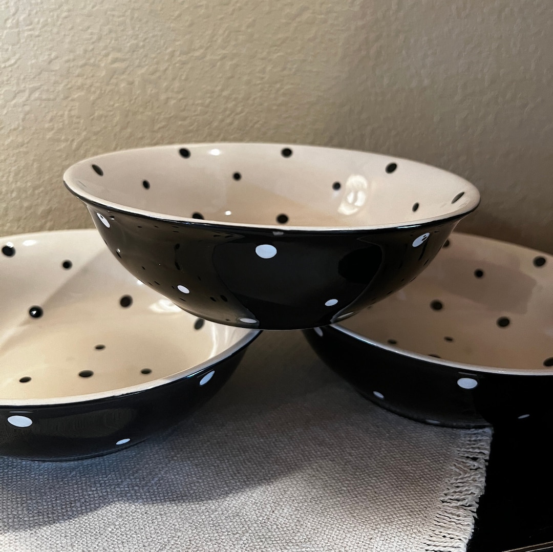 Temp-tations by Tara, Black and White Polka Dot Bowls, 7.5, Oven ...