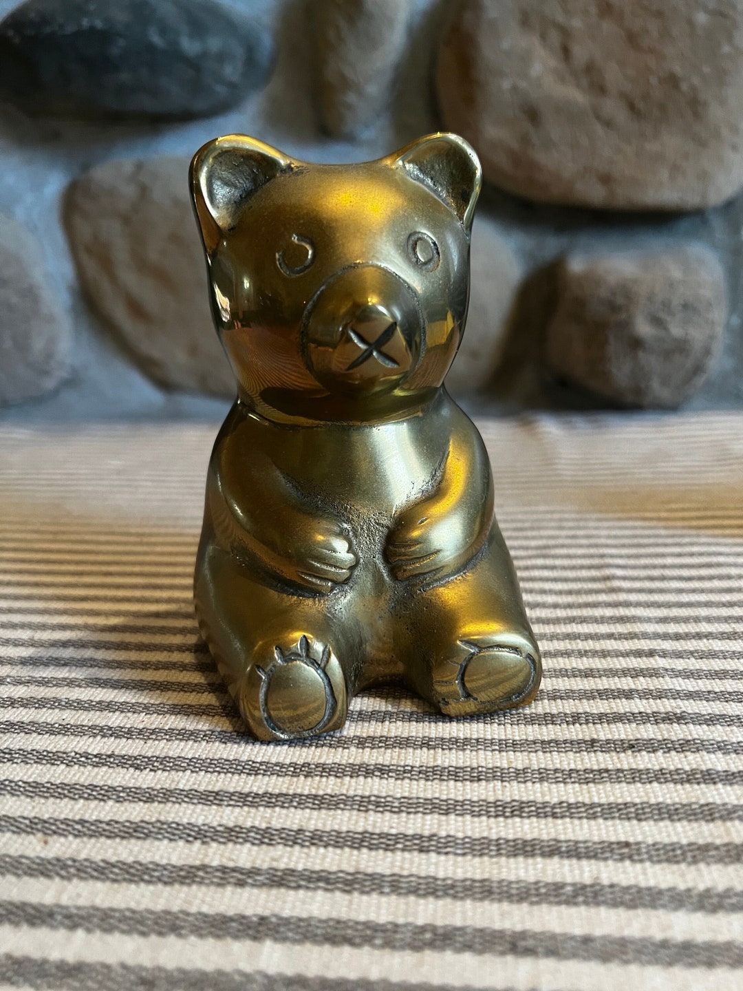 Brass Teddy Bear Figurine, Vintage Brass Bear for Tabletop Display - Etsy