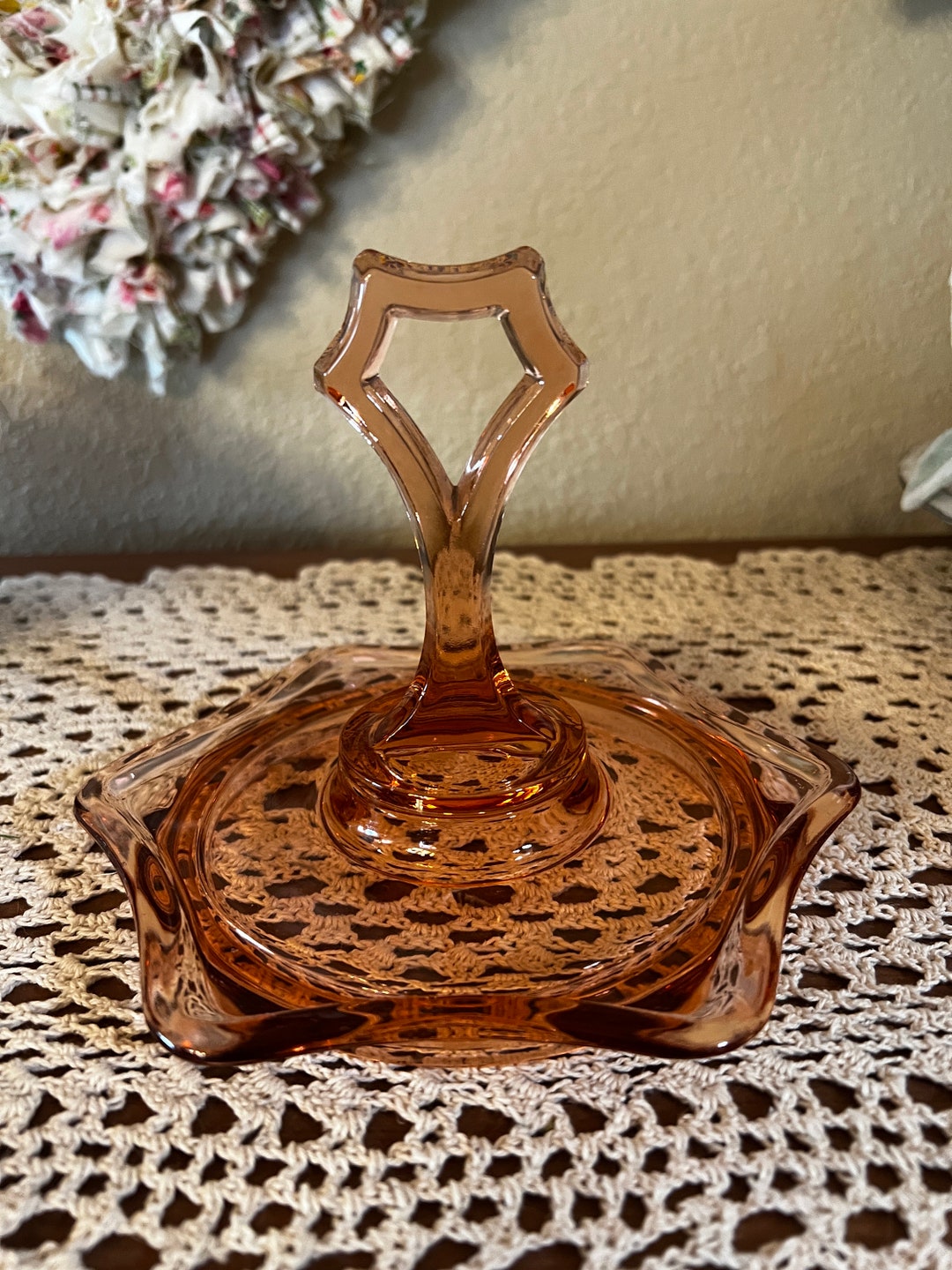 Pink Glass Tidbit Tray, Pink Glass Vintage Hors Doeuvres Plate ...