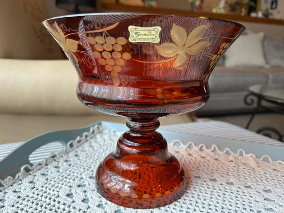 Antique Boehemian Cut Cranberry Deep Red Bowl - munimoro.gob.pe