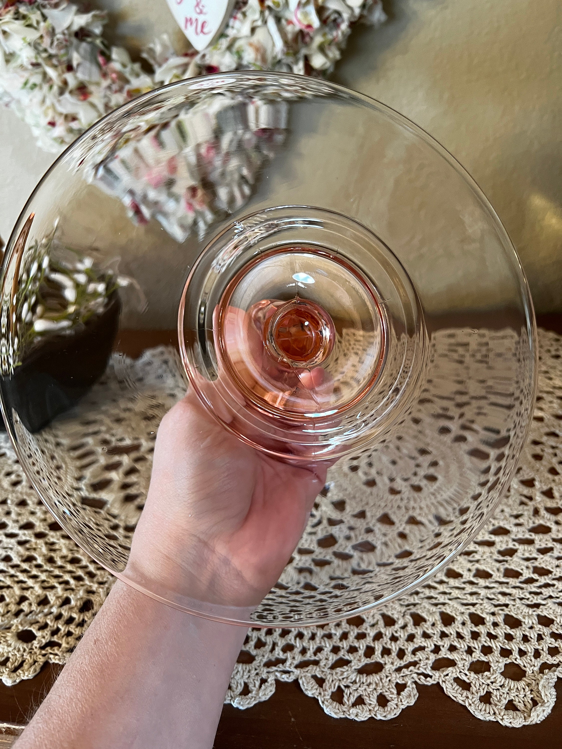Pink Depression Glass Tidbit Tray, Pink Glass Vintage Hors Doeuvres ...