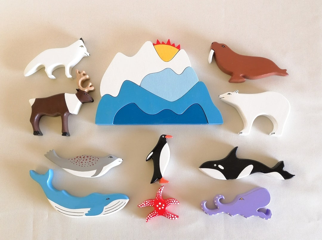 Big Set Arctic and Sea Animals Toys (10 Pcs) + 1 Puzzle Iceberg ...
