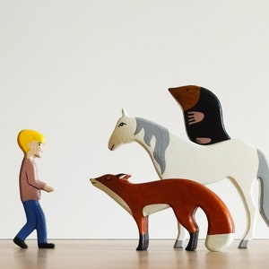 Set of Toys Horse, Mole Fox and Boy, Wooden Toys, Toddler Gifts ...