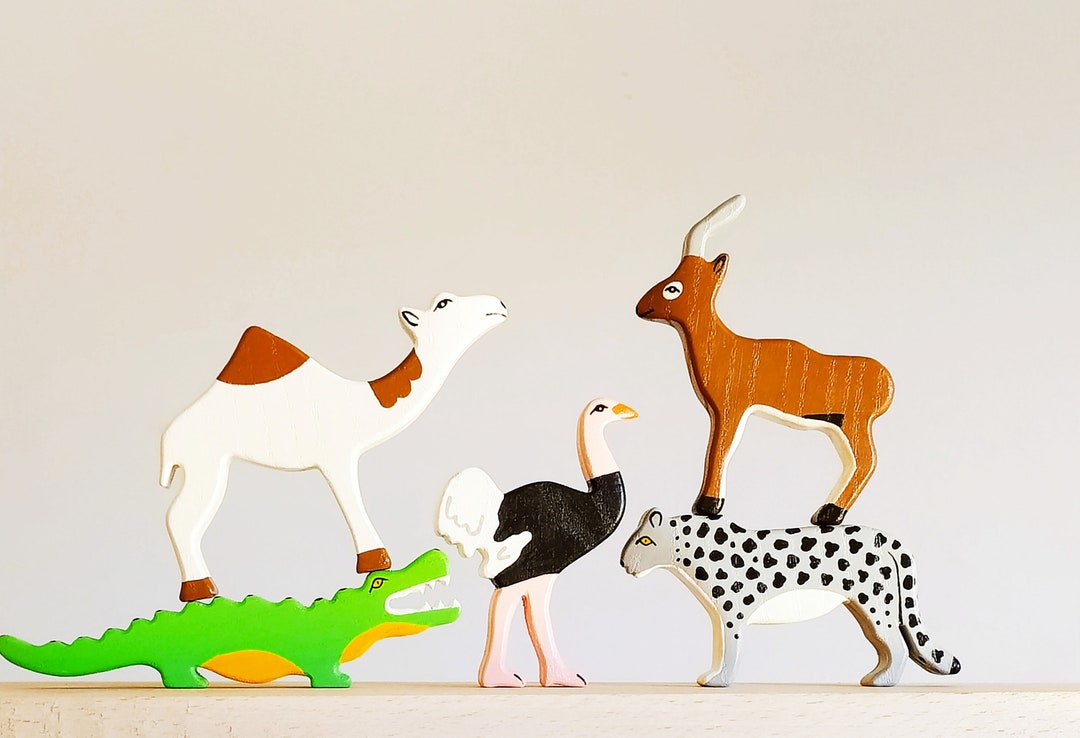 Handmade Wooden African Animal Toy Set: Waldorf Educational Toys - Etsy