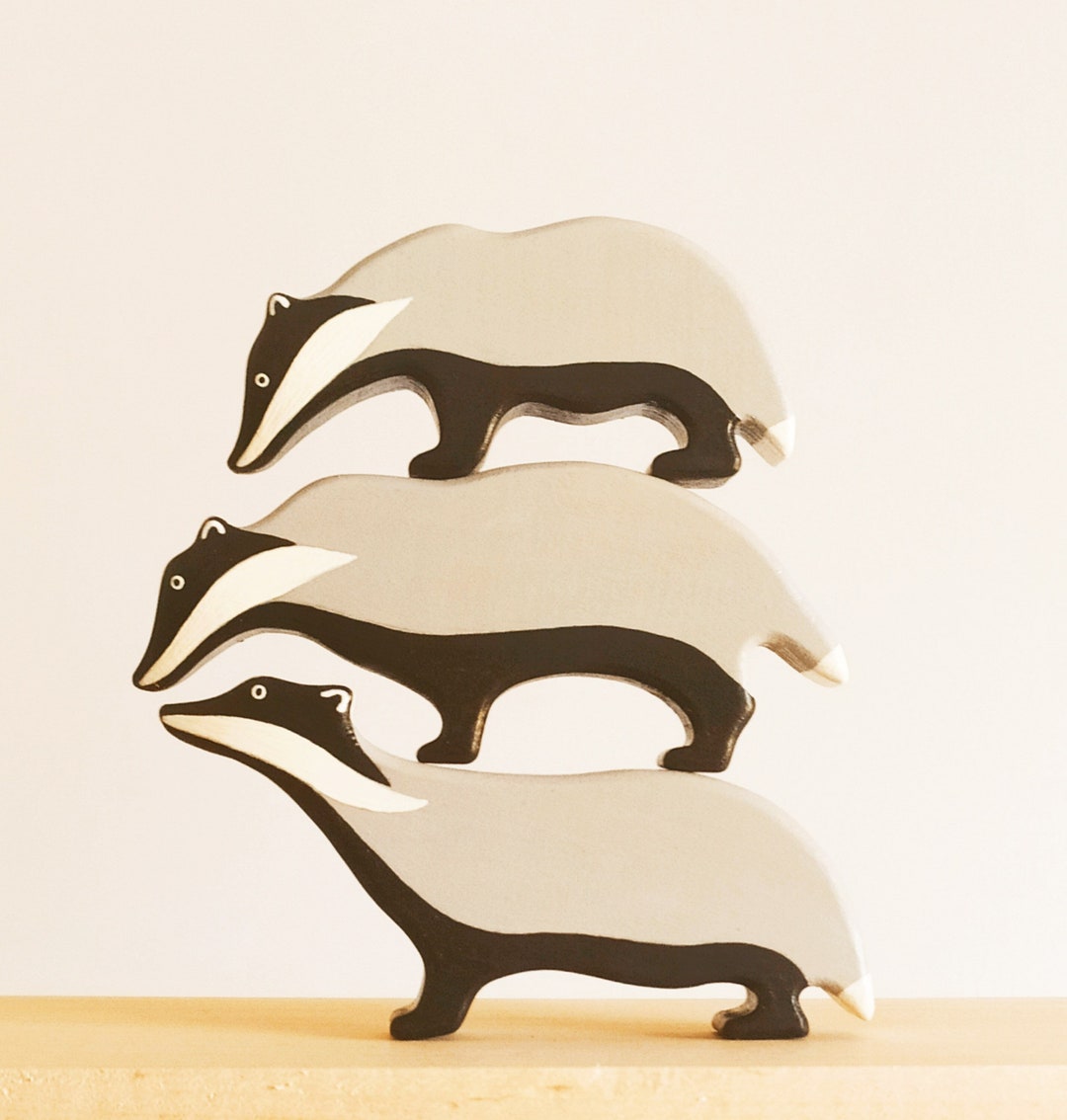 Handmade Wooden Badger Family Toy: Montessori Educational Toys - Etsy