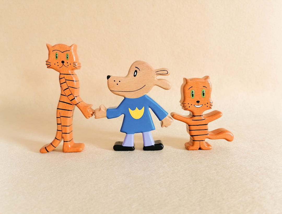 Handmade Wooden Dog Man Toys Set, Waldorf Toys for Toddlers - Etsy