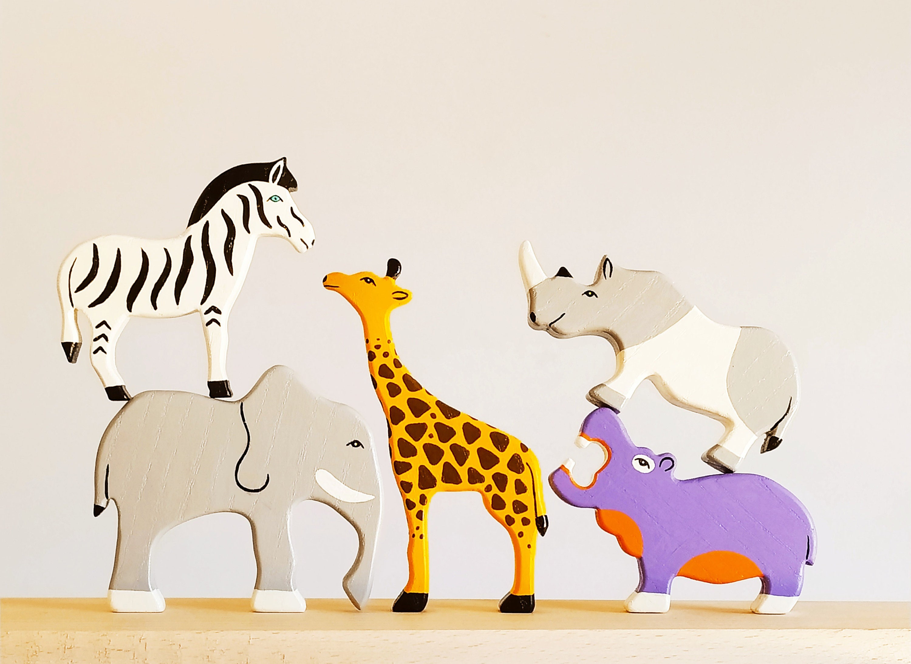 African Animals Toys Set Wooden Toys Toddler Gifts Toddler - Etsy