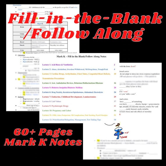 Fill in the Blank/follow Along Mark K Lecture Notes - Etsy