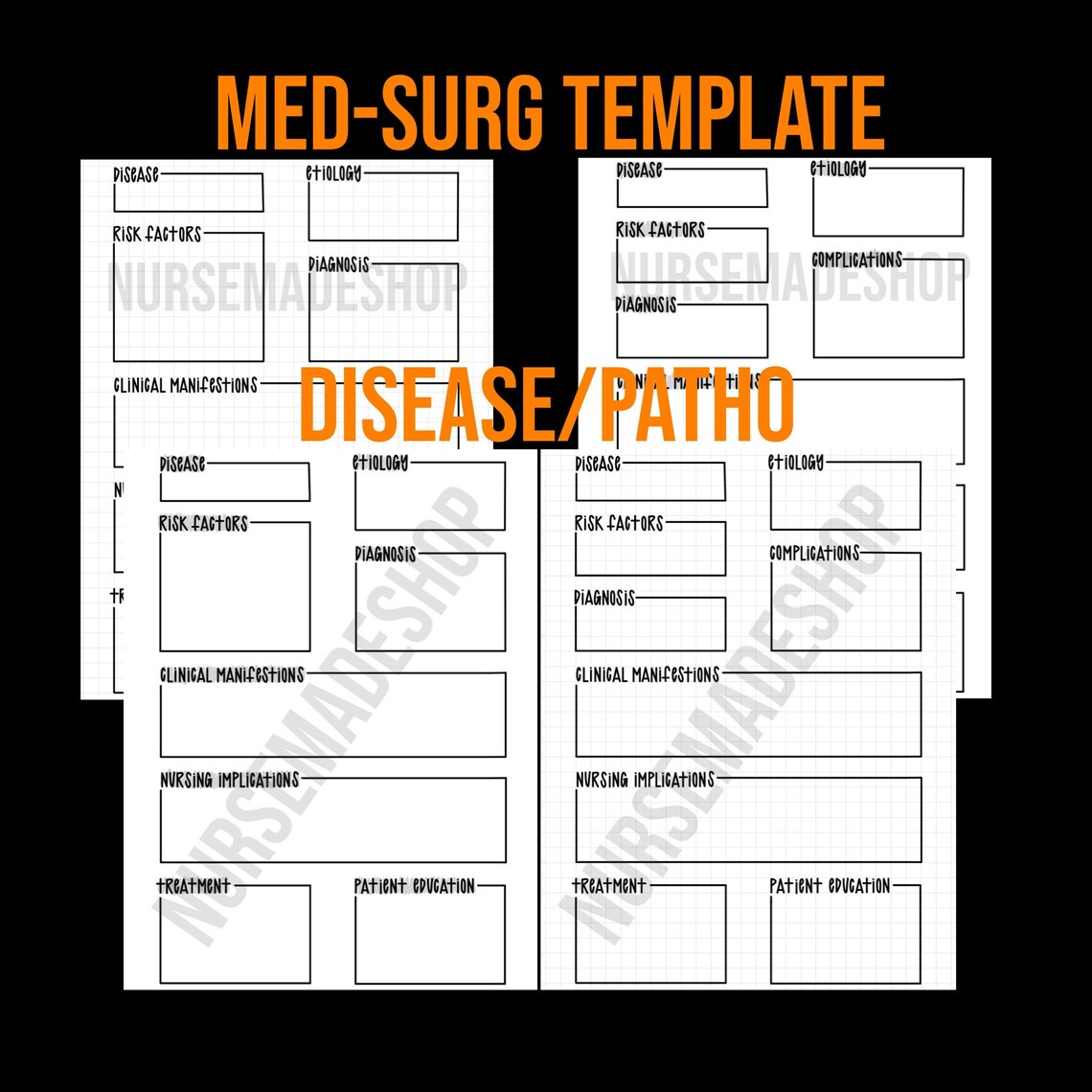 Printable Note Taking Med Surg Template | Disease Patho | Nursing ...