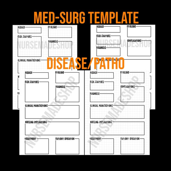 Printable Note Taking Med Surg Template Disease Patho - Etsy