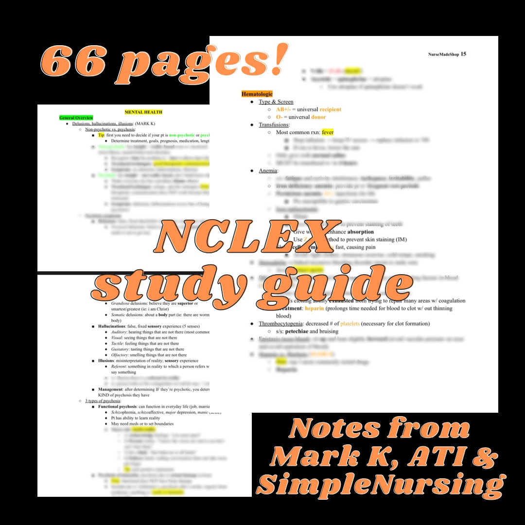 NCLEX REVIEW mark K, ATI, Simplenursing - Etsy
