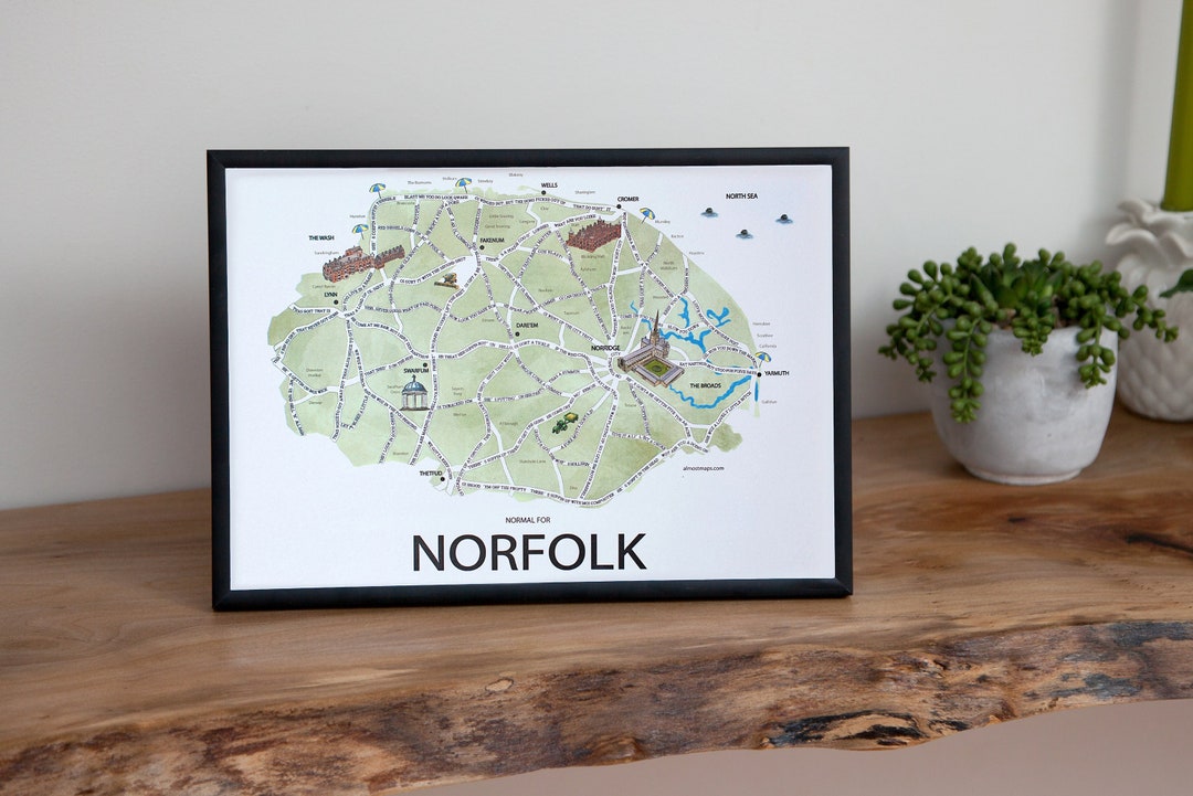 Illustrated Norfolk Map Print: Norfolk Sayings Art Gift - Etsy