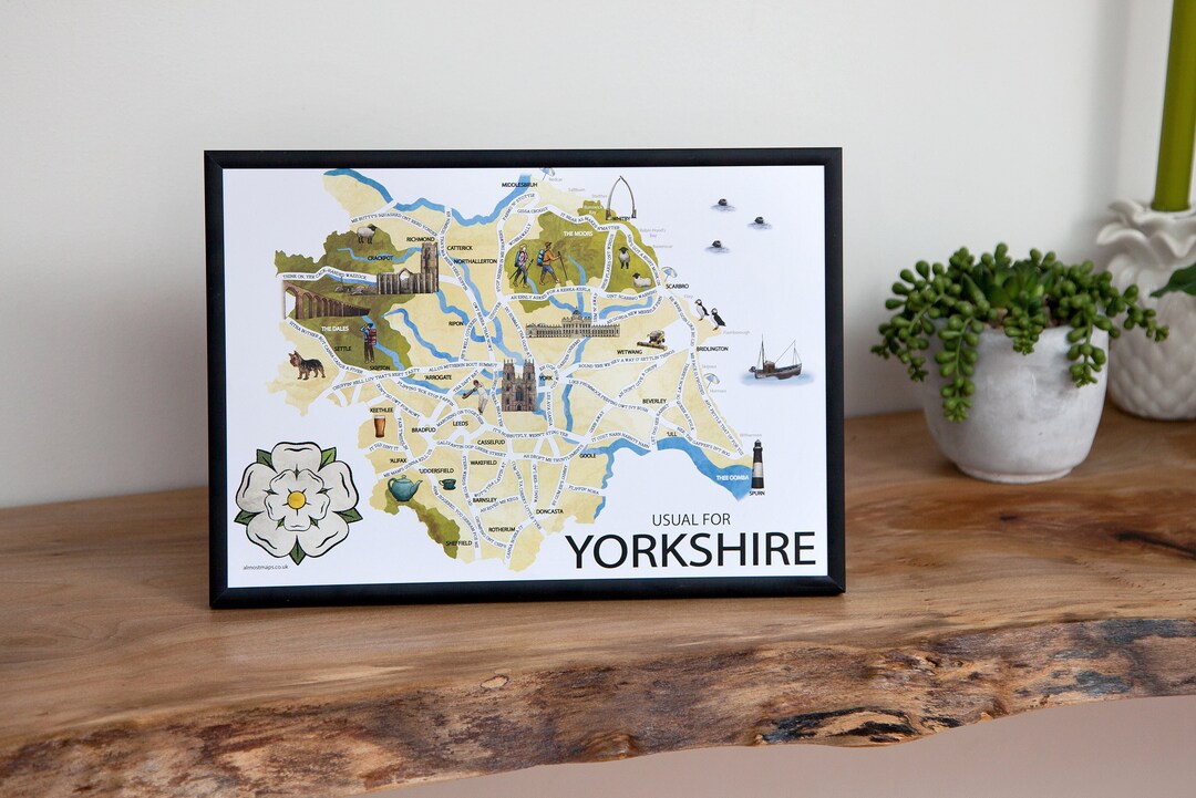 Yorkshire Sayings Map Print: Funny Yorkshire Gift - Etsy UK