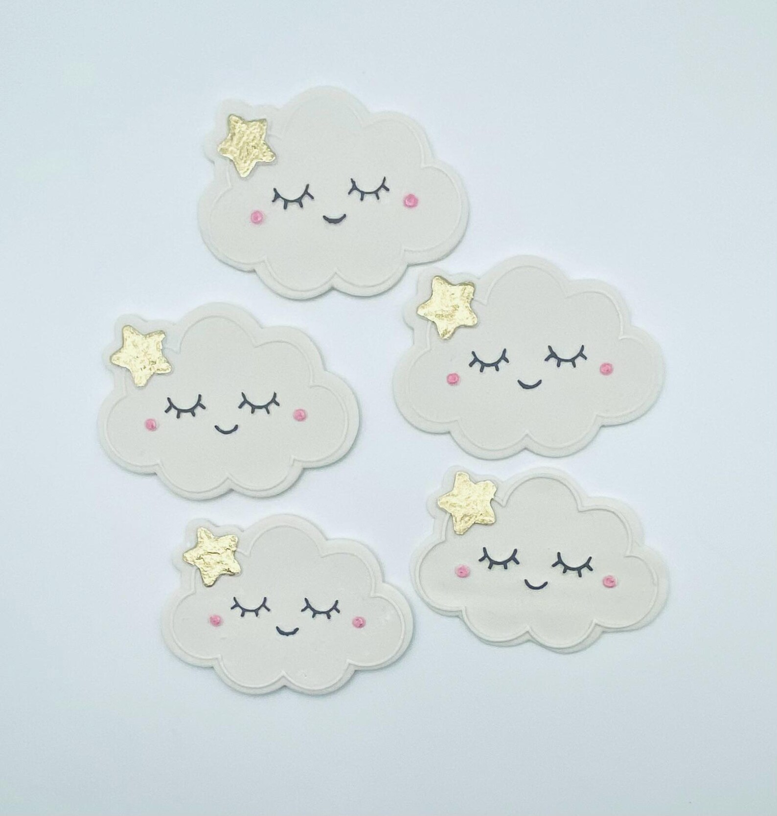 Fondant Edible Clouds, Cloud/star Cupcake Toppers, Cake Topper, Baby ...
