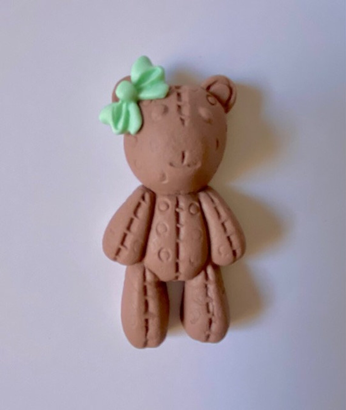 Fondant Edible Bear Cake Topper Teddy Bear With Bow Topper - Etsy