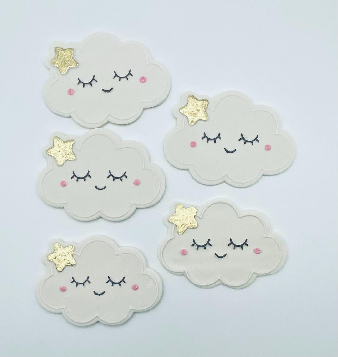 Fondant Edible Clouds, Cloud/star Cupcake Toppers, Cake Topper, Baby ...