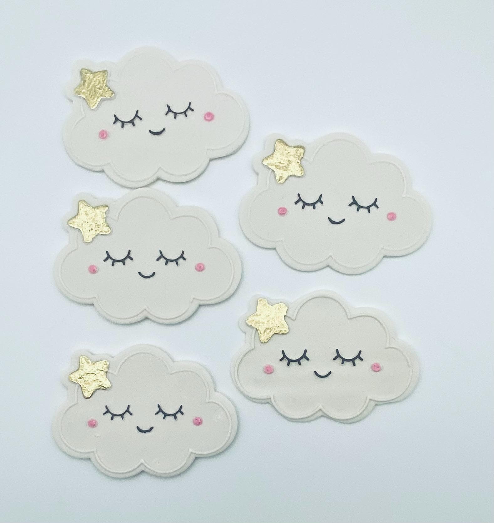 Fondant Edible Clouds, Cloud/star Cupcake Toppers, Cake Topper, Baby ...
