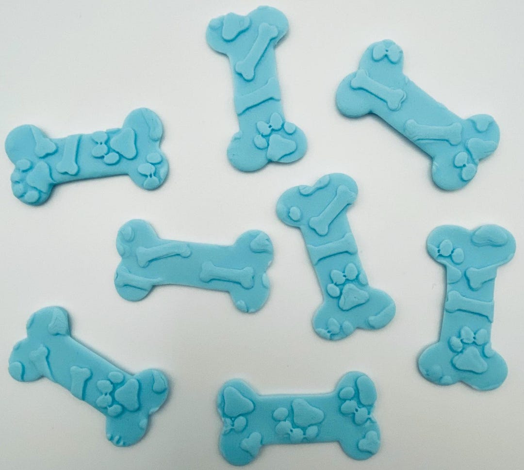 12pc. Fondant Dog Bone Cake Topper, Puppy Paw Cupcake Decoration - Etsy