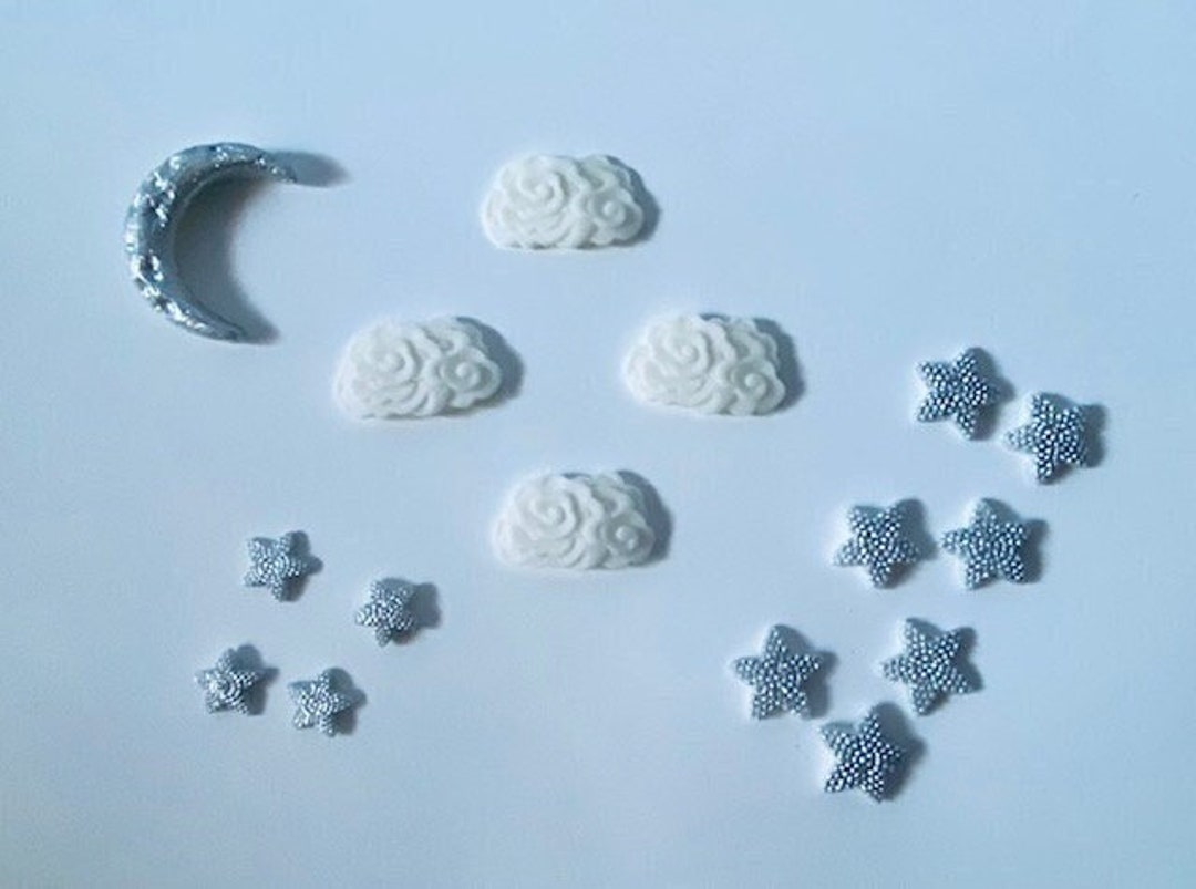 Edible Fondant Moon, Stars, and Cloud Cake Toppers - Etsy