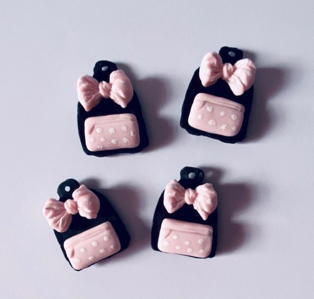 Fondant Backpack Cupcake Toppers, Pink Polka Dot Bow, School Theme - Etsy