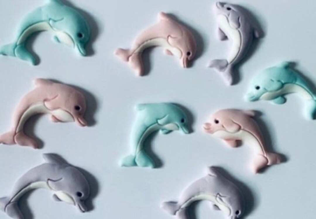 Fondant Dolphin Cake Topper, Dolphin Cupcakes Topper Decoration, Under ...