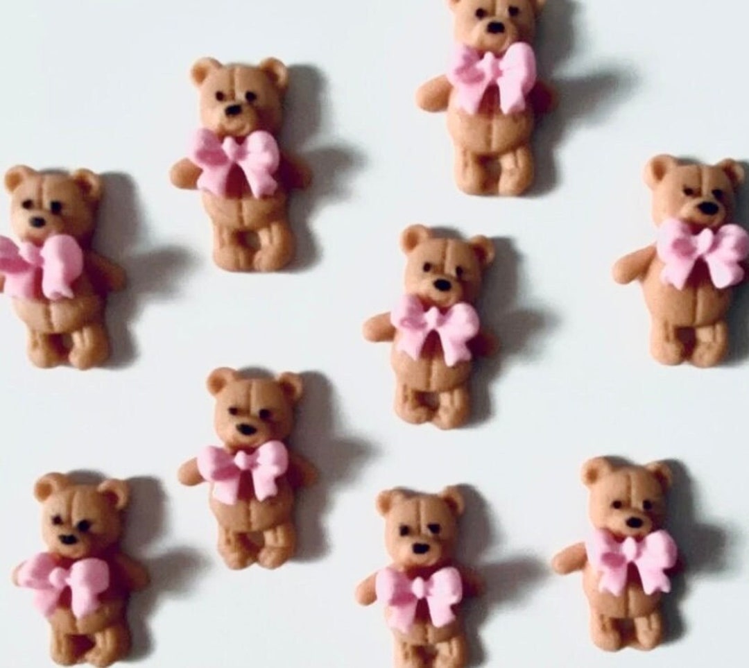 12pcs Fondant Teddy Bear Cake Topper, Teddy Bear Cupcakes Decoration ...