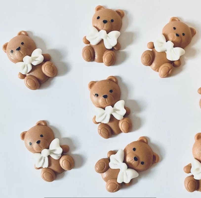 12pc. Fondant Bear Decorations/bear With Bow Topper. - Etsy