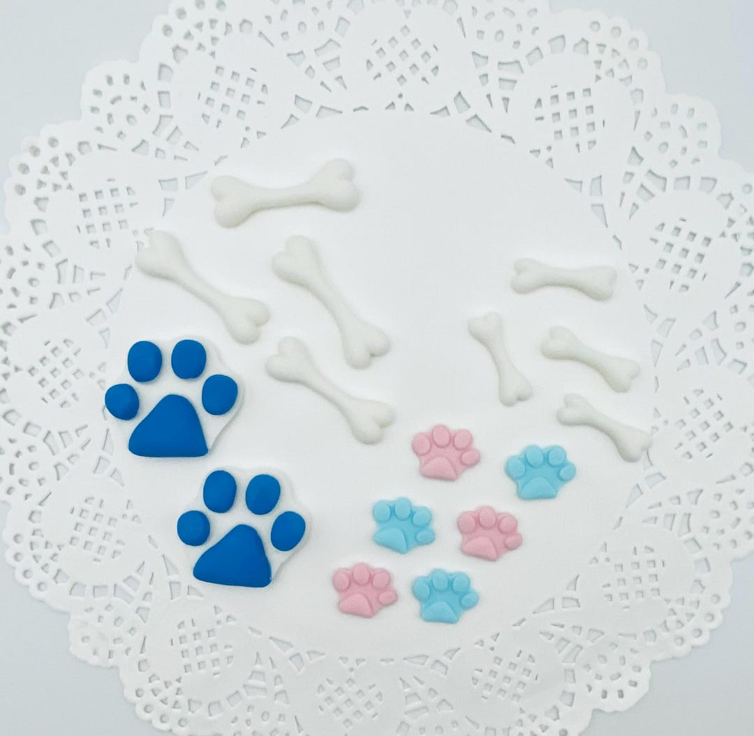 Fondant Puppy Paw & Bone Cake Toppers, Cupcake Decoration - Etsy