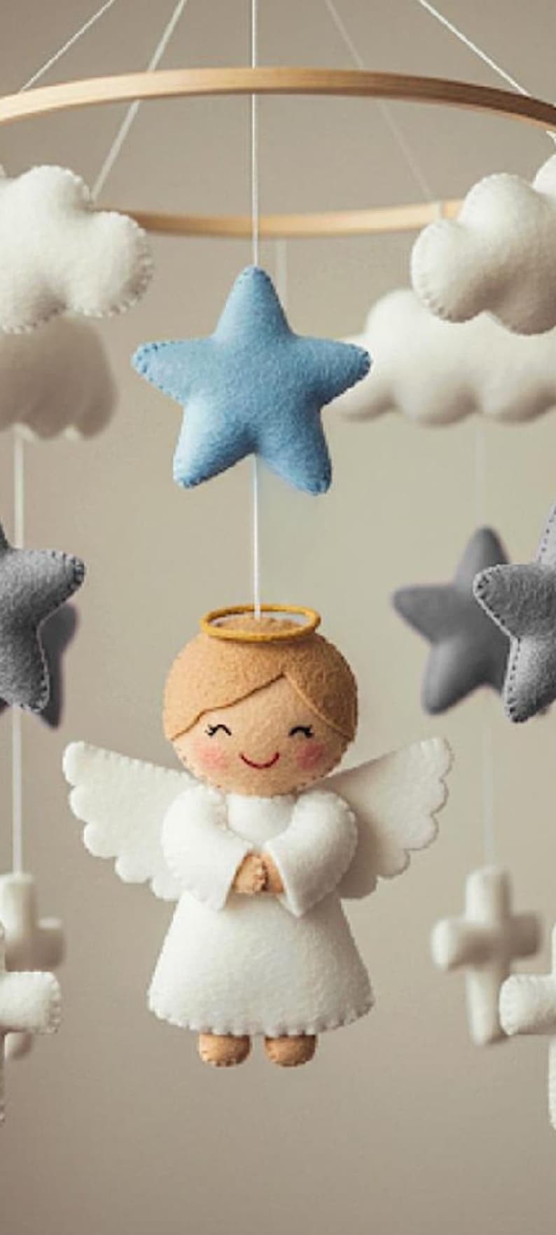 Cross Baby Mobile and Angel Baby Christian Nursery Jesus Cot Mobile ...