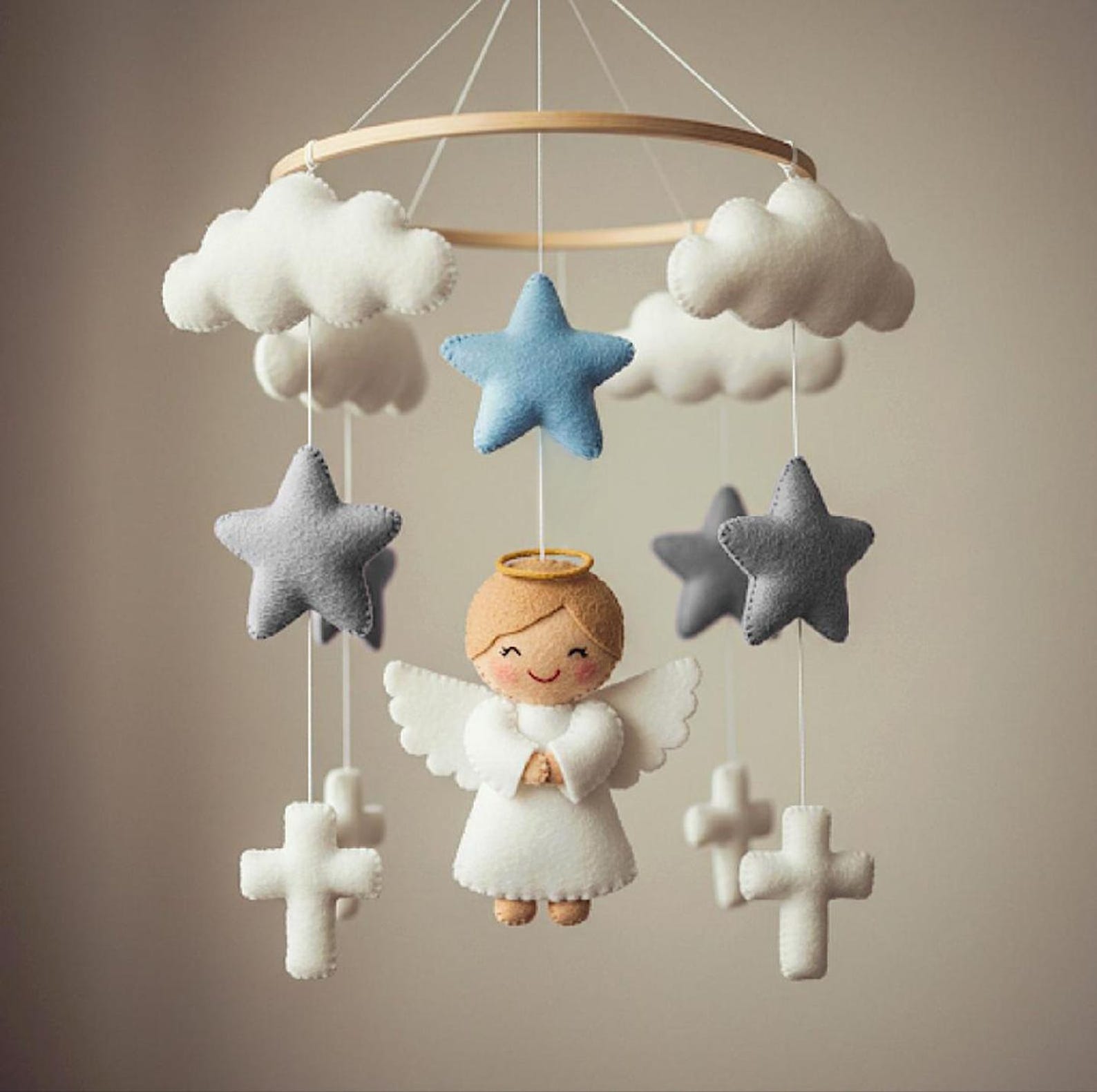 Cross Baby Mobile and Angel Baby Christian Nursery Jesus Cot Mobile ...
