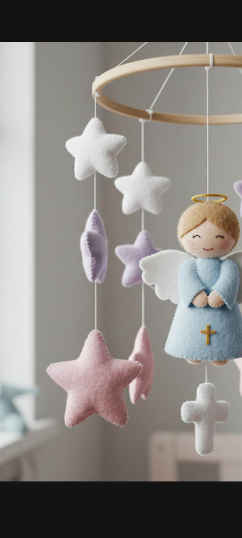 Cross Baby Mobile and Angel Baby Christian Nursery Jesus Cot Mobile ...